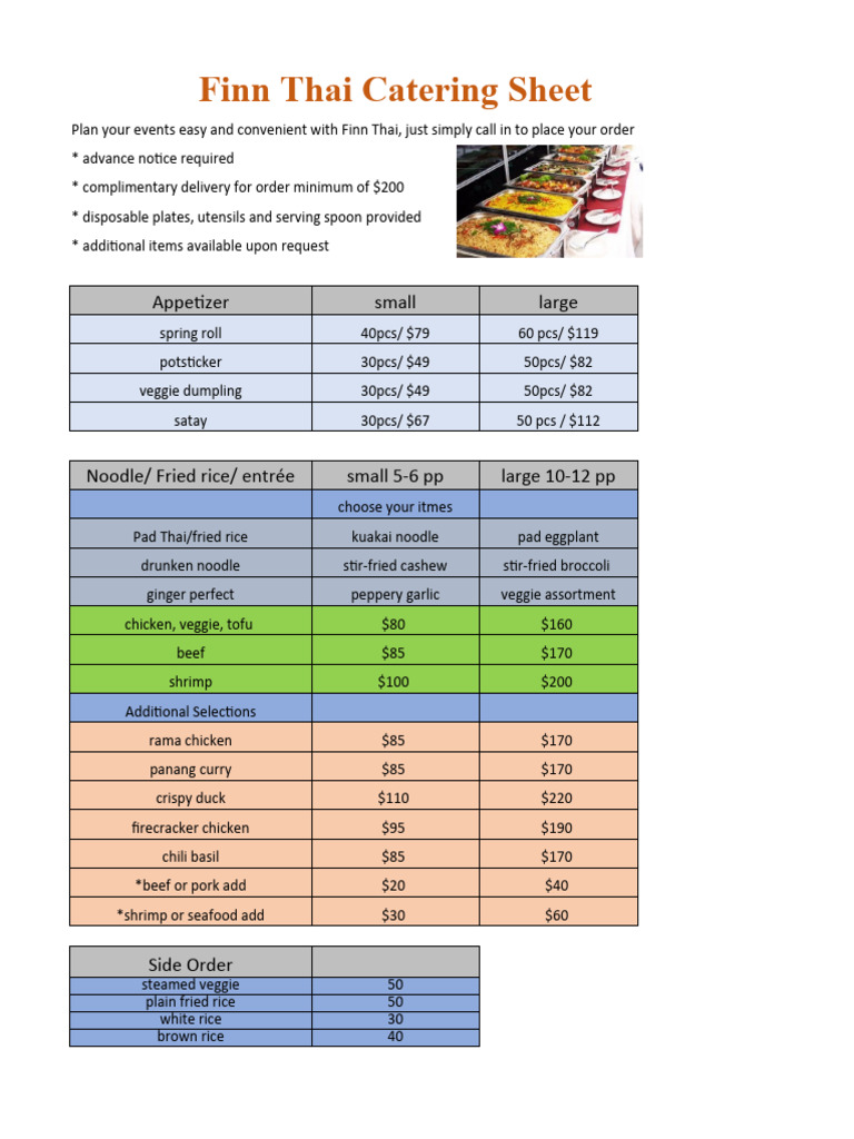 Catering Menu | PDF | Cooking, Food & Wine