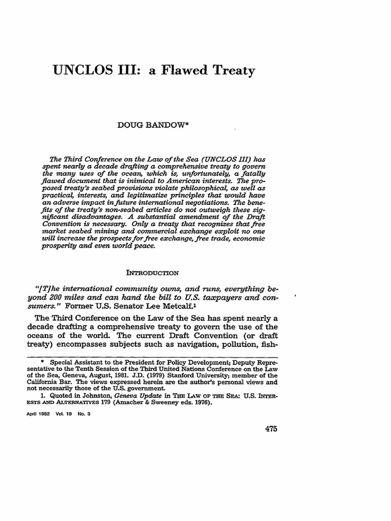 Unclos Iii - A Flawed Treaty | PDF | United Nations Convention On The ...