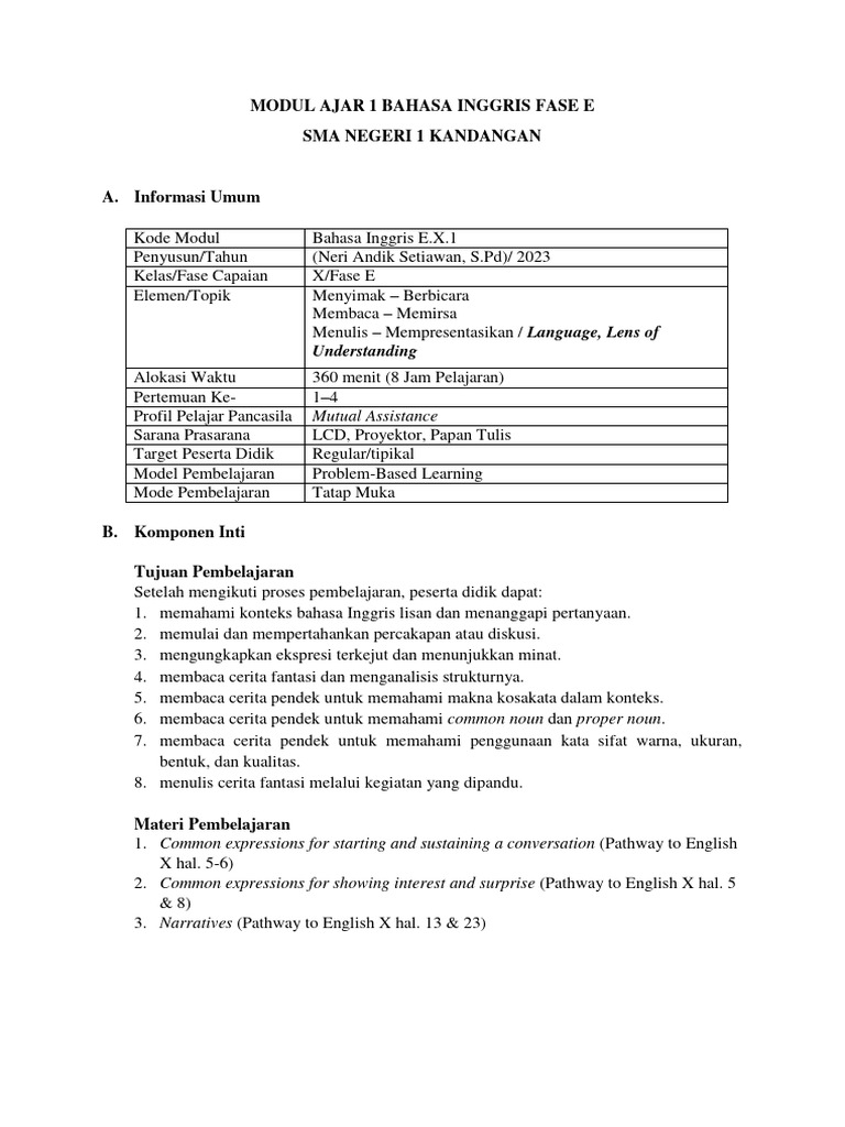 Neri - Modul Ajar Kelas 10 | PDF