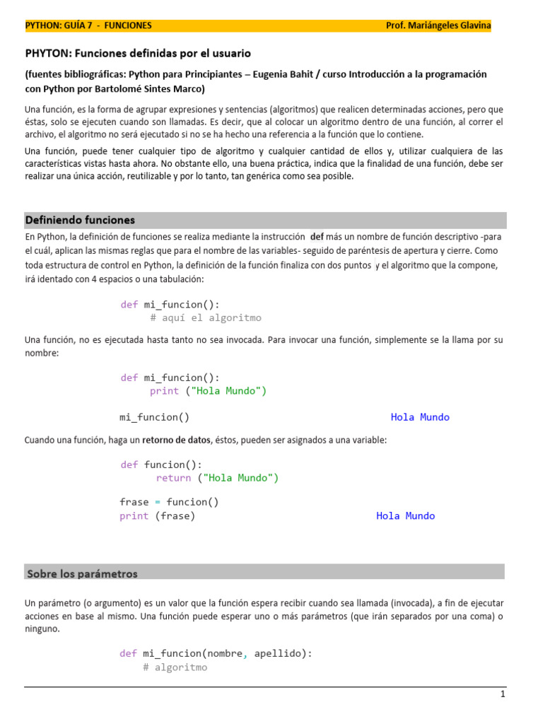 07 Python - Funciones Definidas Por El Usuario (Actualizada) | PDF ...