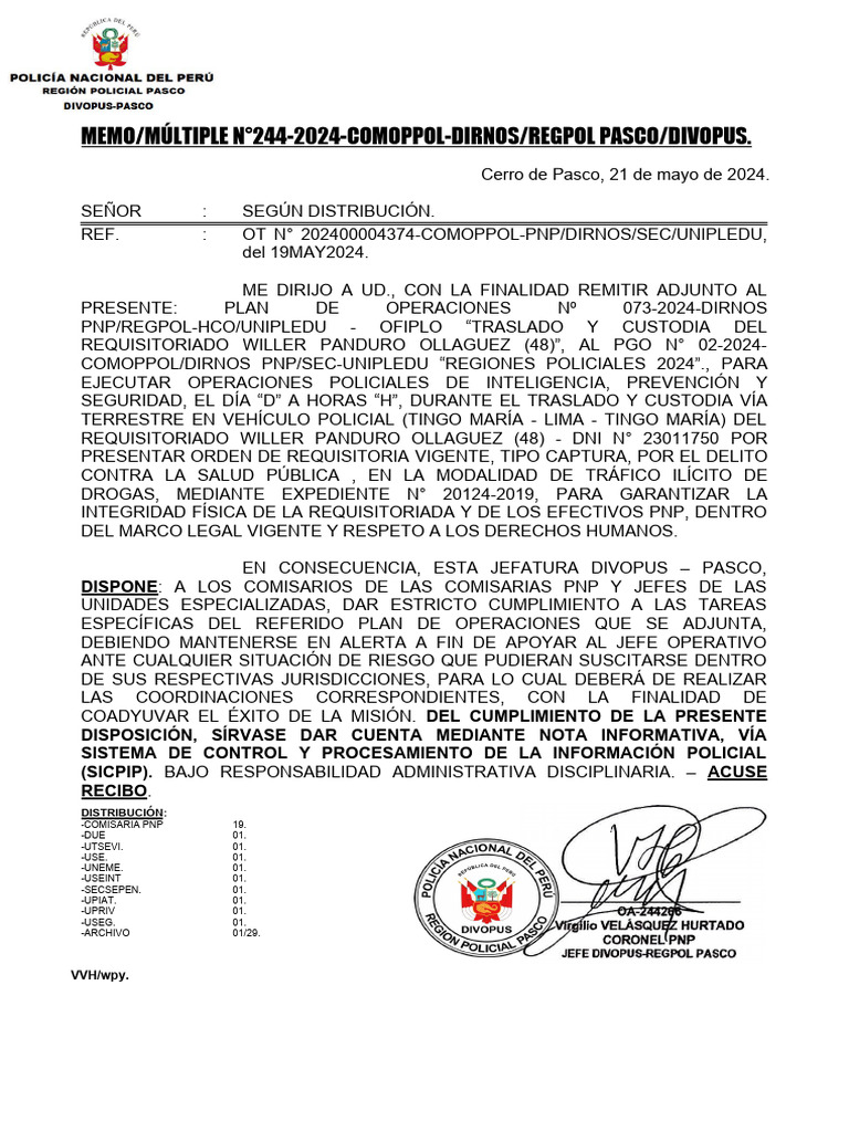 Memo - Mult #244-2024 | PDF | Finanzas y dinero