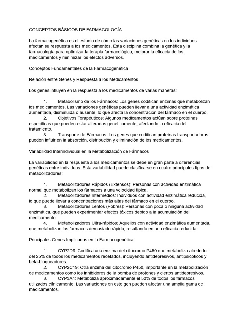 Conceptos Básicos de Farmacología | Descargar gratis PDF | Farmacogenómica | Medicamentos con receta