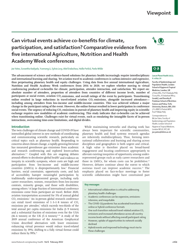 Can Virtual Events Achieve Co Benefits For Climate | PDF | Developing ...