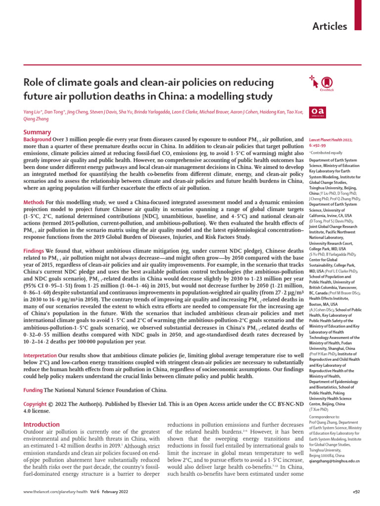 Role of Climate Goals and Clean Air Policies On Re | PDF | Air ...