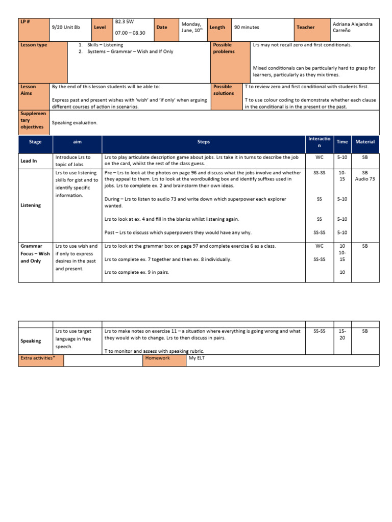 Lesson Plan B2.3 5W Lesson 9 | PDF | Cognitive Science | Behavior Modification