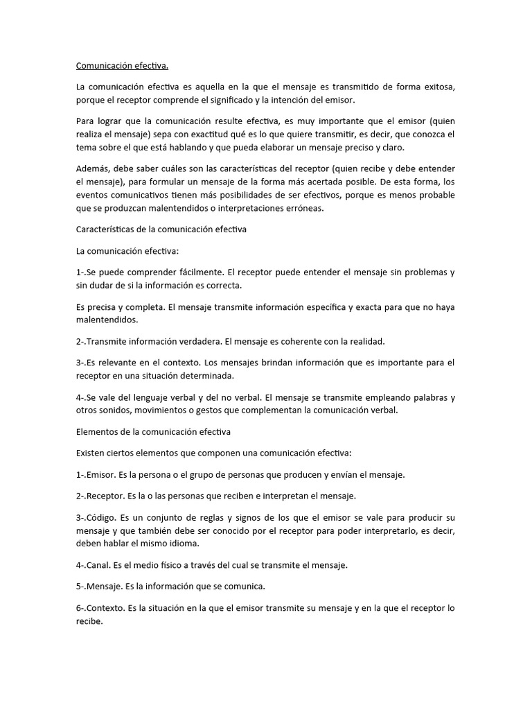 Comunicación Efectiva Pdf Comunicación Comunicación No Verbal