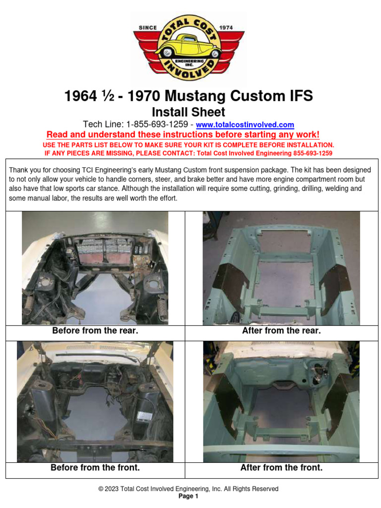 1964.5 1970 Ford Mustang Custom IFS | PDF | Screw | Nut (Hardware)