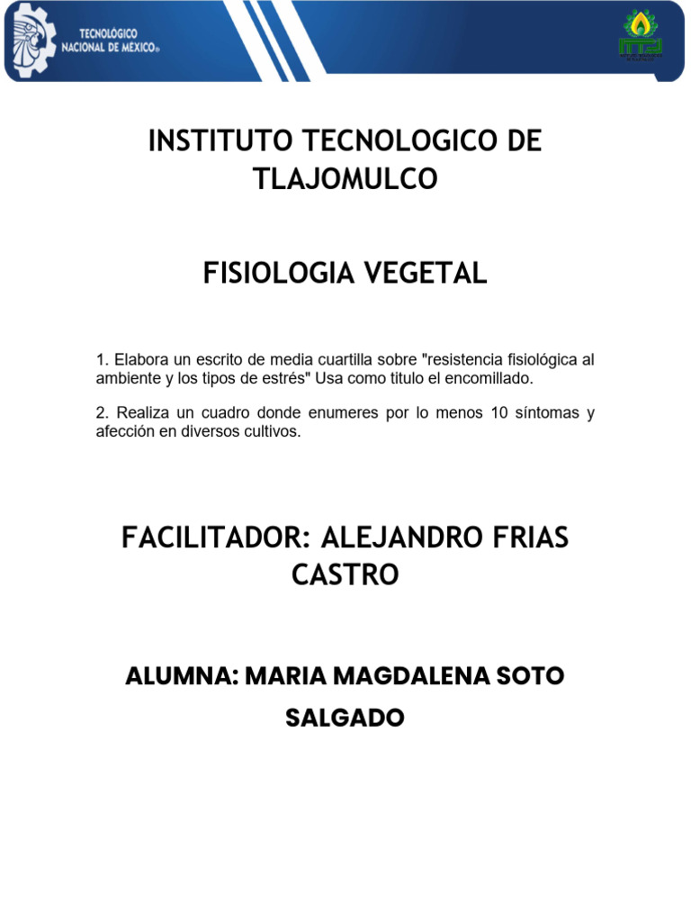 Fisiologia Vegetal Unidad 7 | PDF | Fisiología de las plantas | Organismos