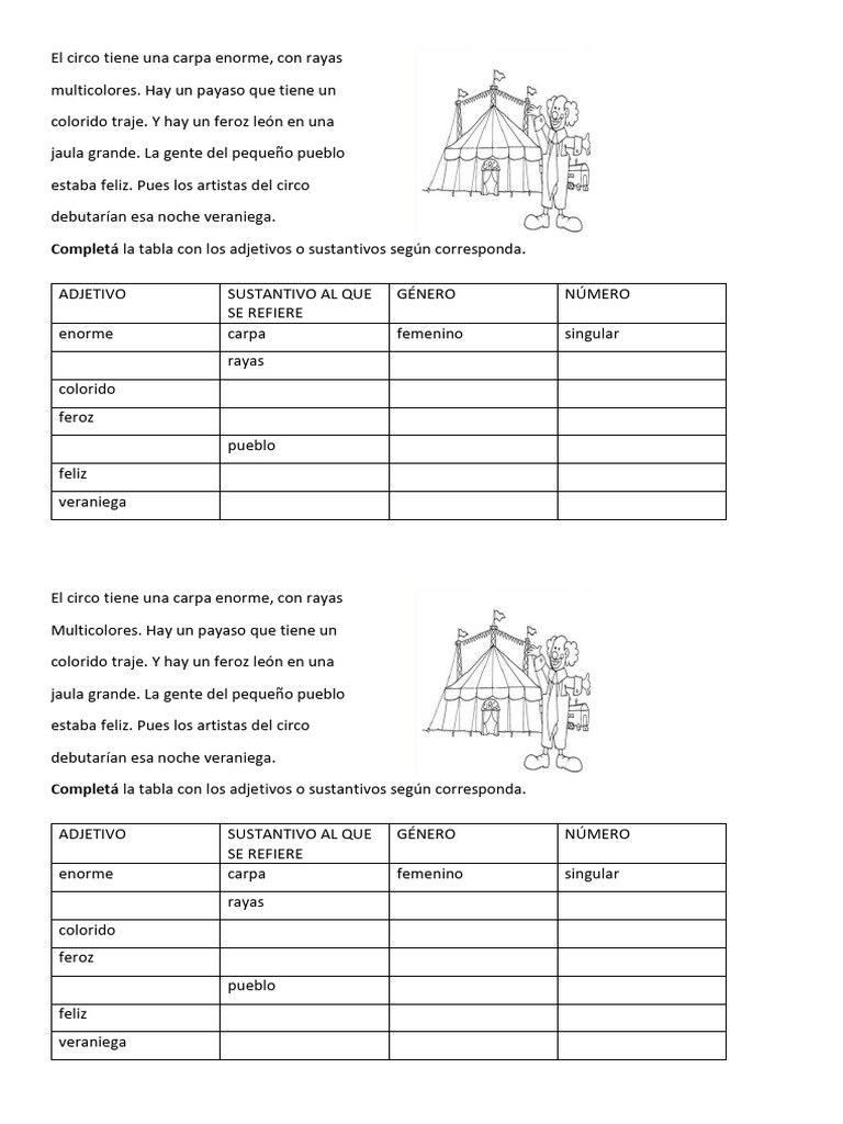 Sustantivos - Adjetivos (Genero y Número) 1 | PDF | Arte | Poesía
