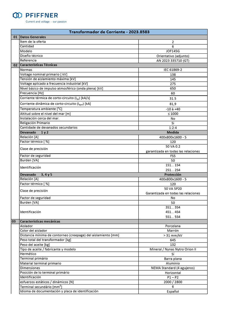 Transformador de Corriente 138 Kv-1 | PDF | Componentes | Equipo eléctrico