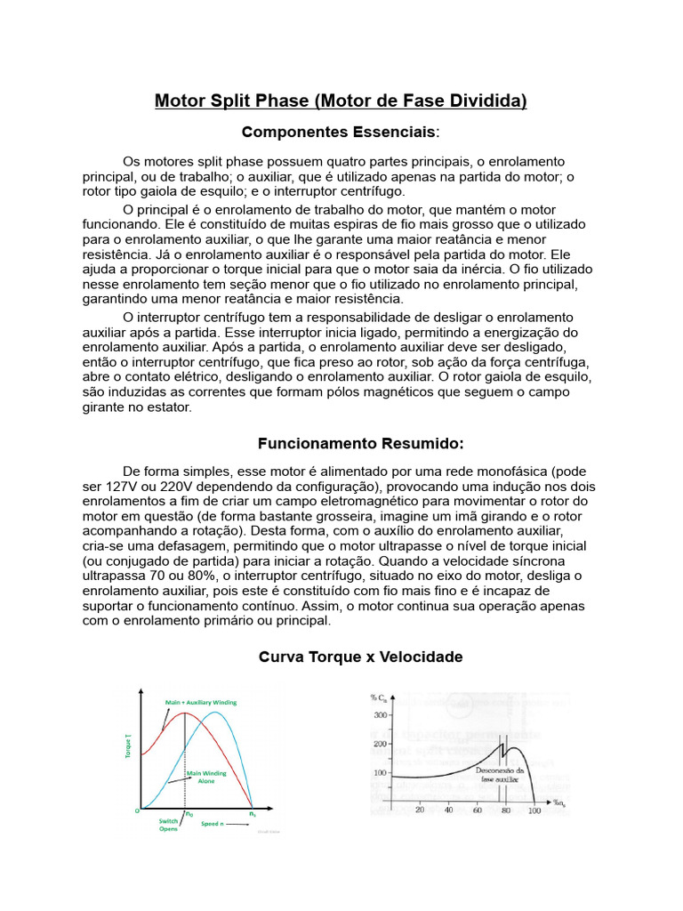 Motor Split Phase (Motor de Fase Dividida) | PDF | Motor elétrico | Motores