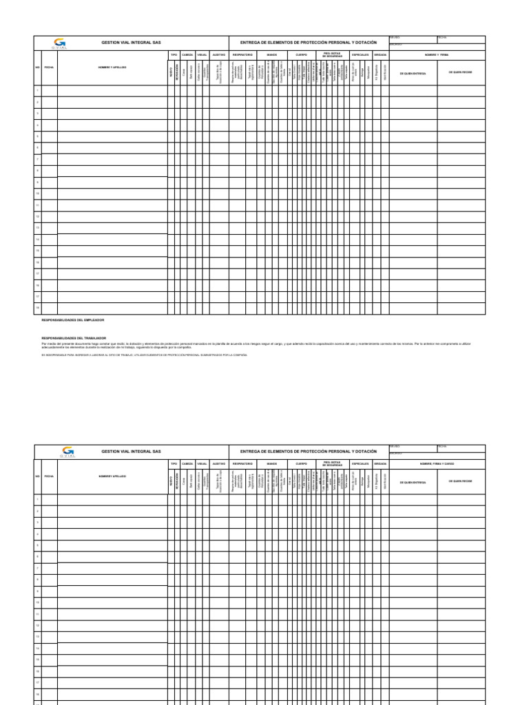 FORMATO ENTREGA DE EPPS | Descargar gratis PDF | Guante