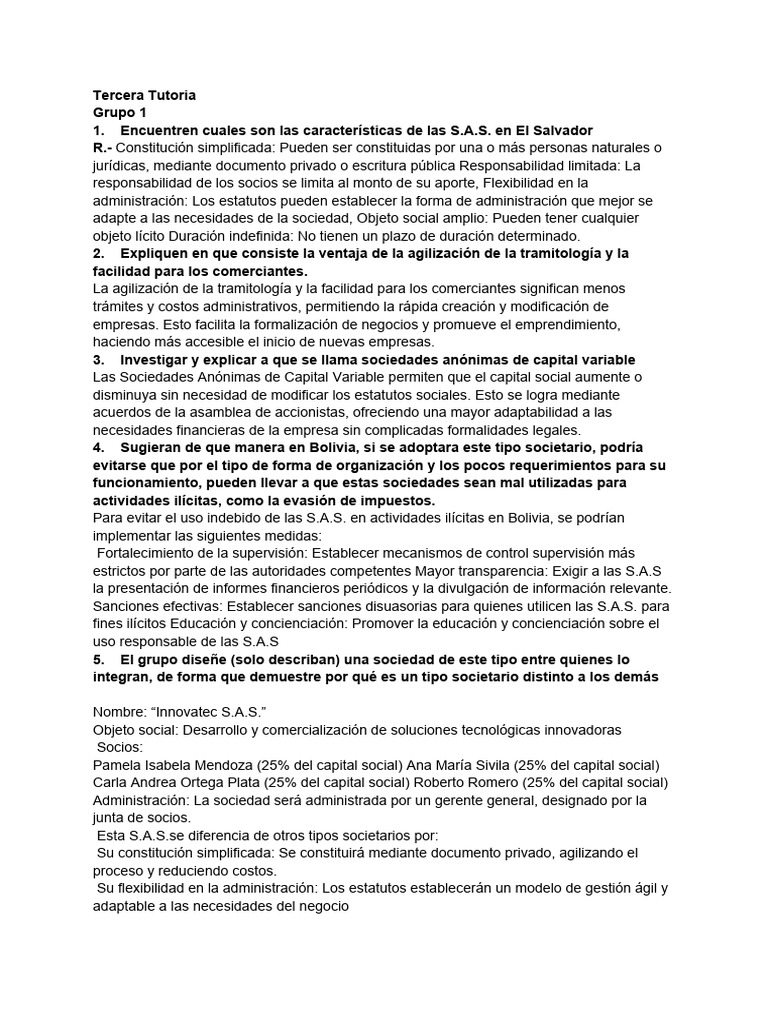 Tercera Tutoria | PDF | Business | Negocios económicos