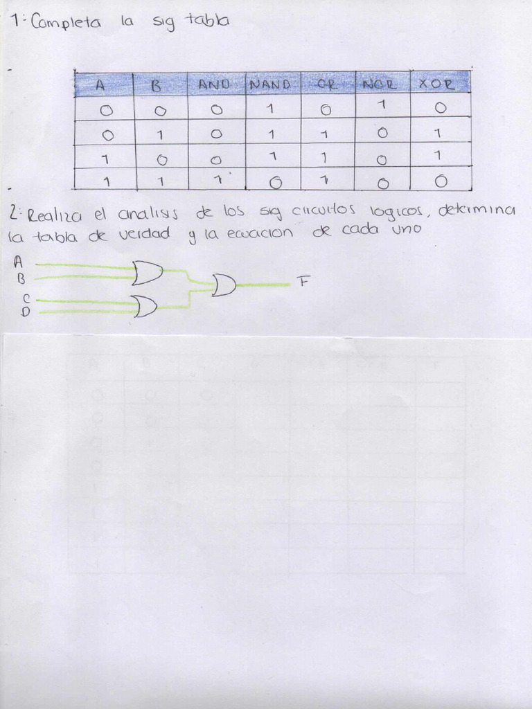 Practica Ejercicios de compuertas y operaciones lógicas | PDF
