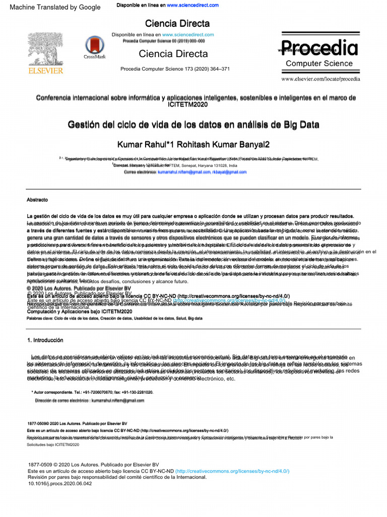 Data Life Cycle Management in Big Data Analytics | PDF | Big Data ...