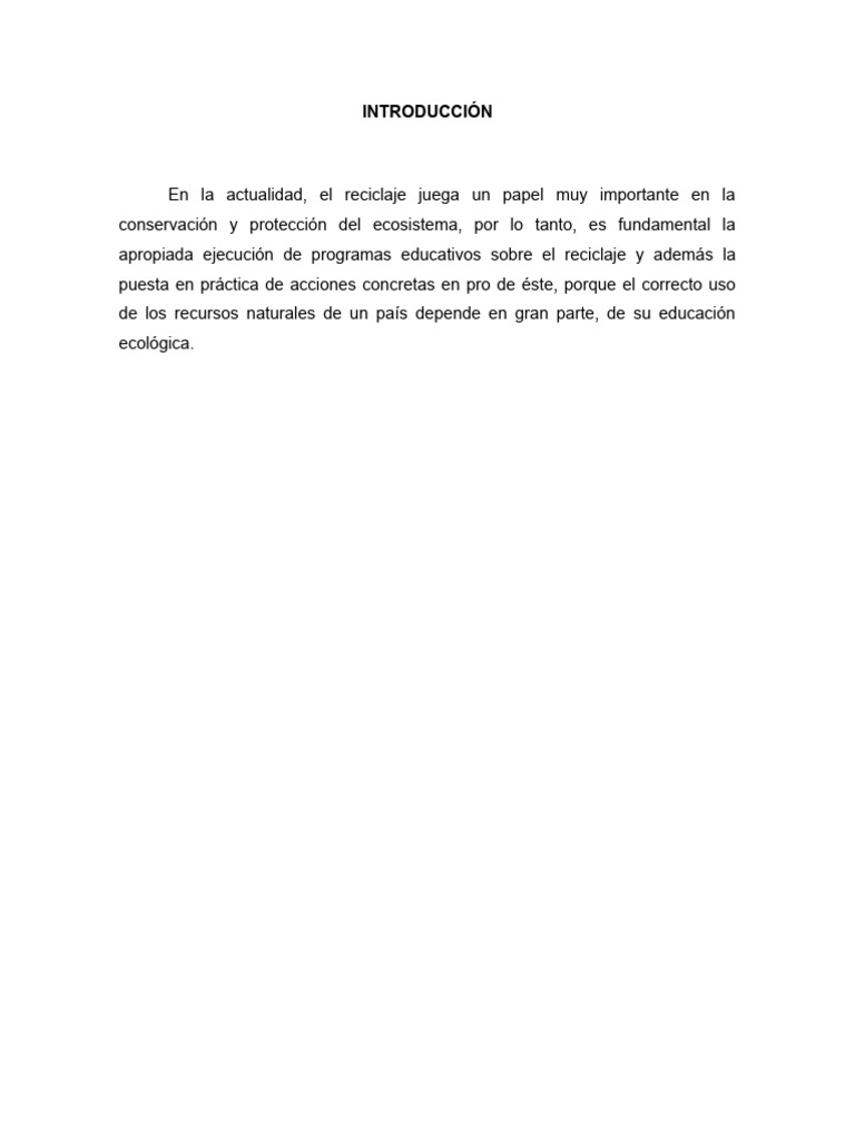 Proyecto De Reciclaje Pdf Residuos Contaminación