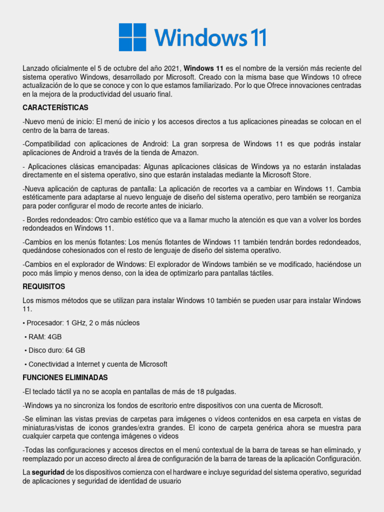 Windows 11 | Descargar gratis PDF | Microsoft Windows | Windows 10