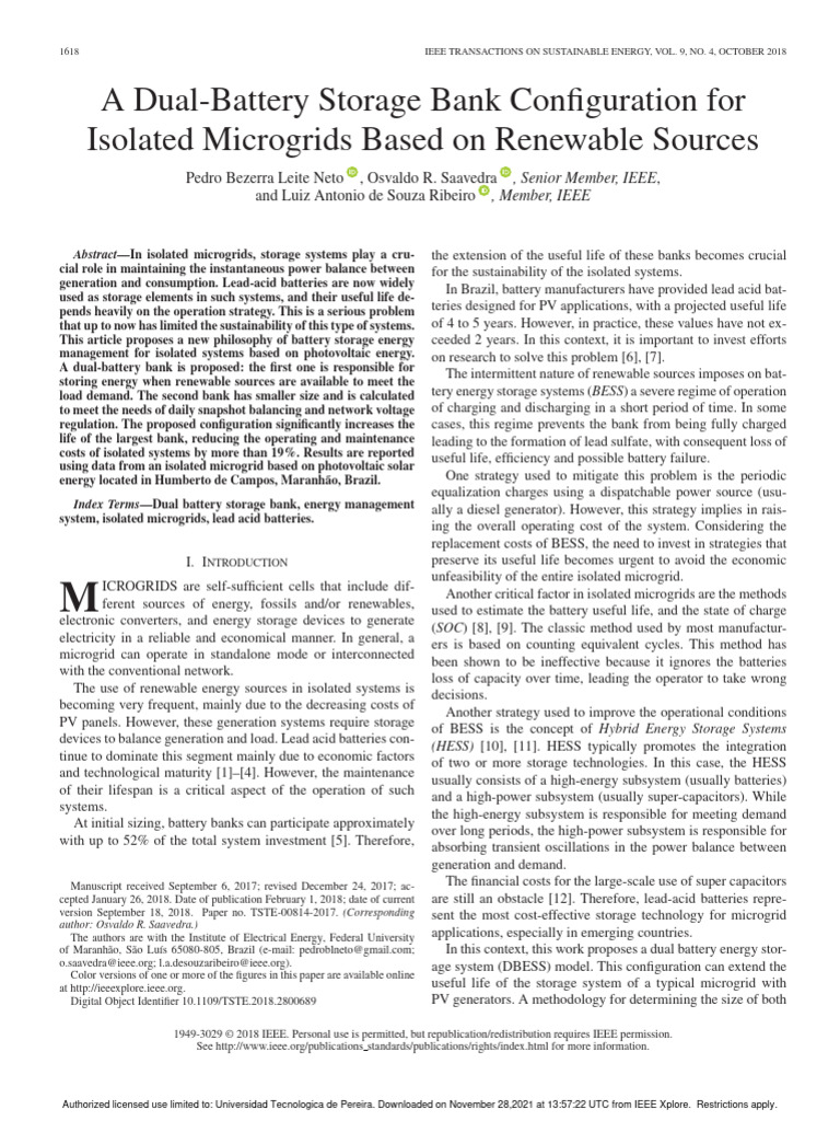 A Dual-Battery Storage Bank Configuration For Isolated Microgrids Based ...