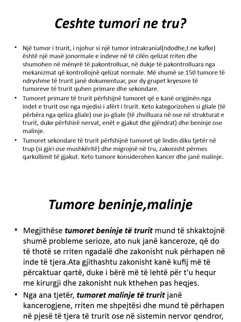 Ceshte Tumori Ne Tru | PDF