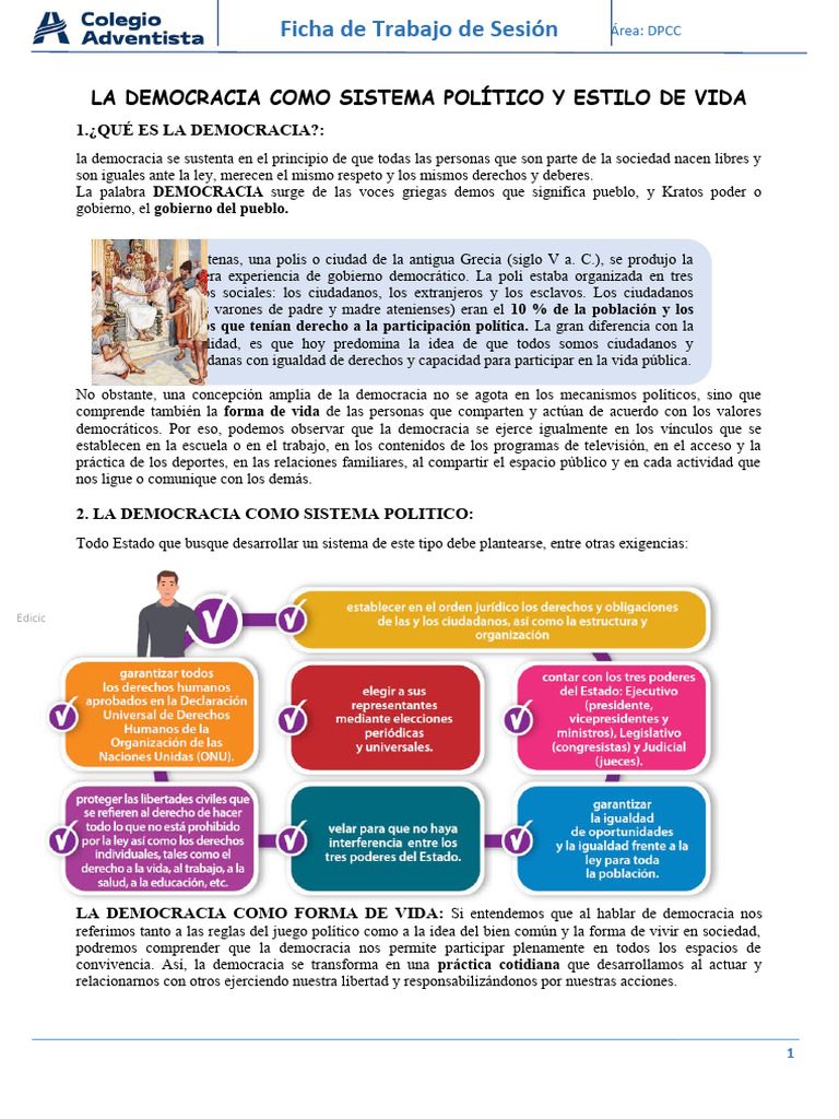 Ficha De Dpcc La Democracia Pdf Democracia Ideologías Políticas 4274