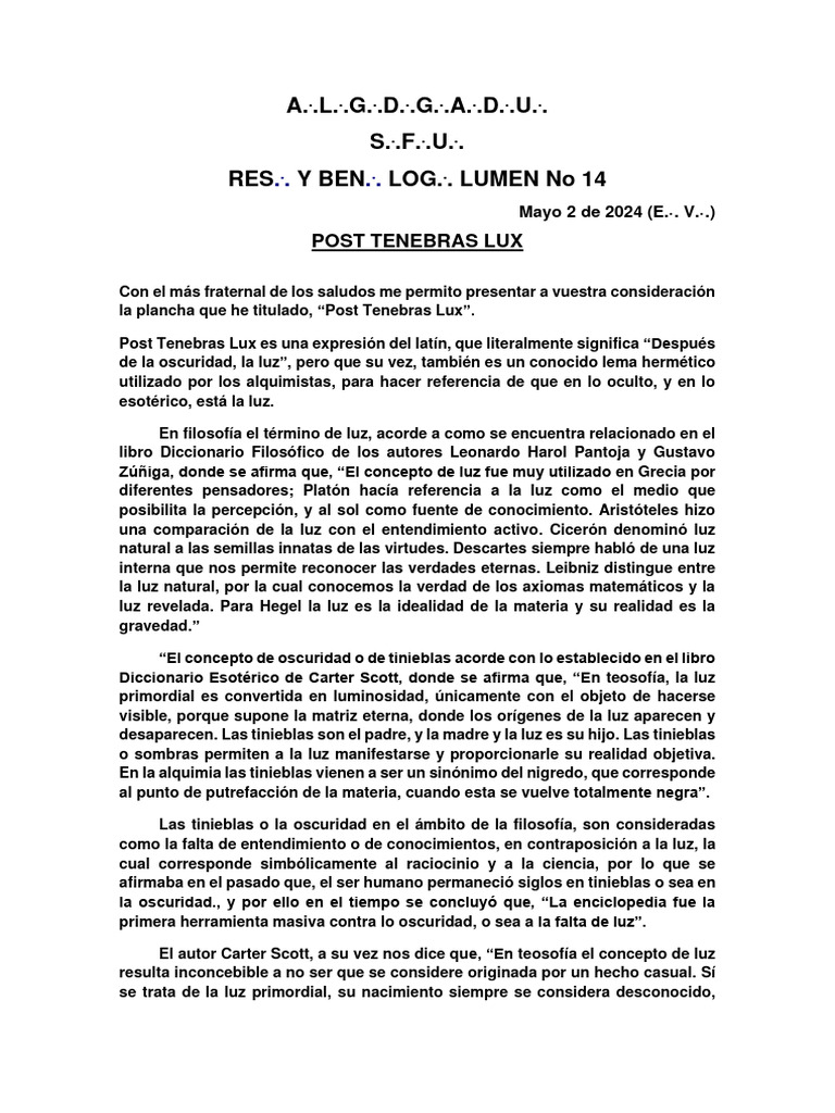 512 - Post Tenebras Lux - Final - 2 de Mayo de 2024 | Descargar gratis ... 512 - Post Tenebras Lux - Final - 2 de Mayo de 2024 | Descargar gratis ...