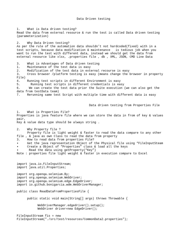 Datadriven Advance Selenium Pdf Microsoft Excel User Computing