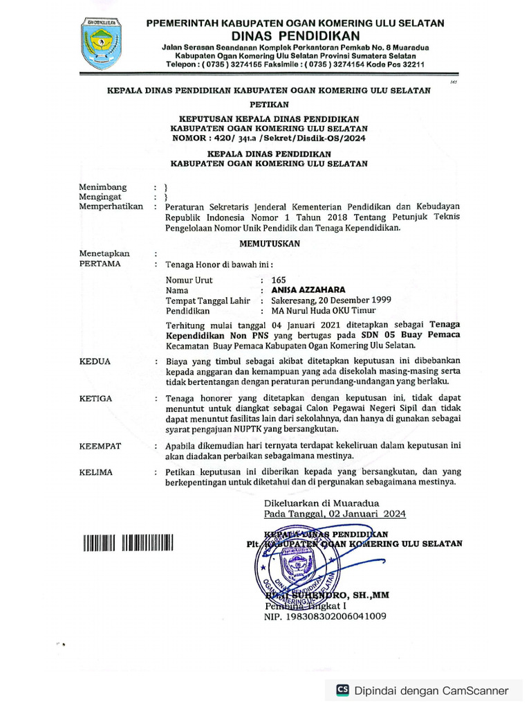 SK Guru Dan SK Pembagian Tugas | PDF