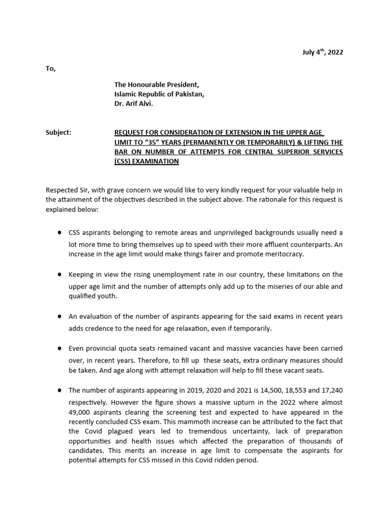 Letter To DR Arif Alvi SB Draft - Docx 2 | PDF