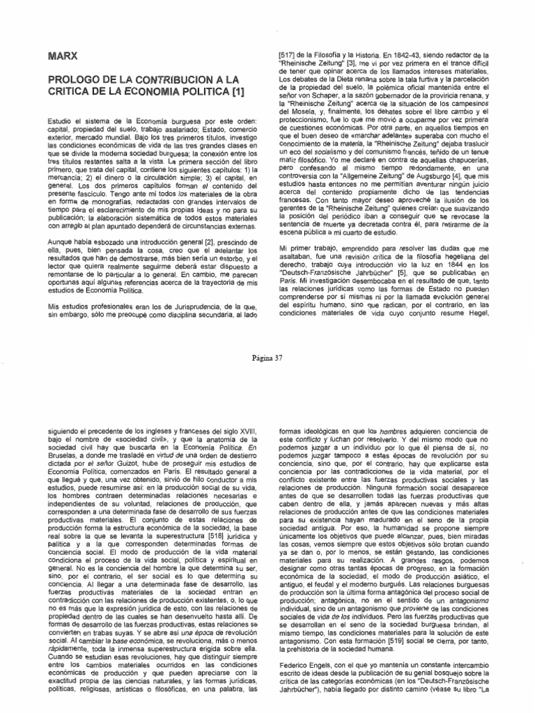 Marx - Prologo de La Contribucion A La Critica de La Economia Politica ... Marx - Prologo de La Contribucion A La Critica de La Economia Politica ...