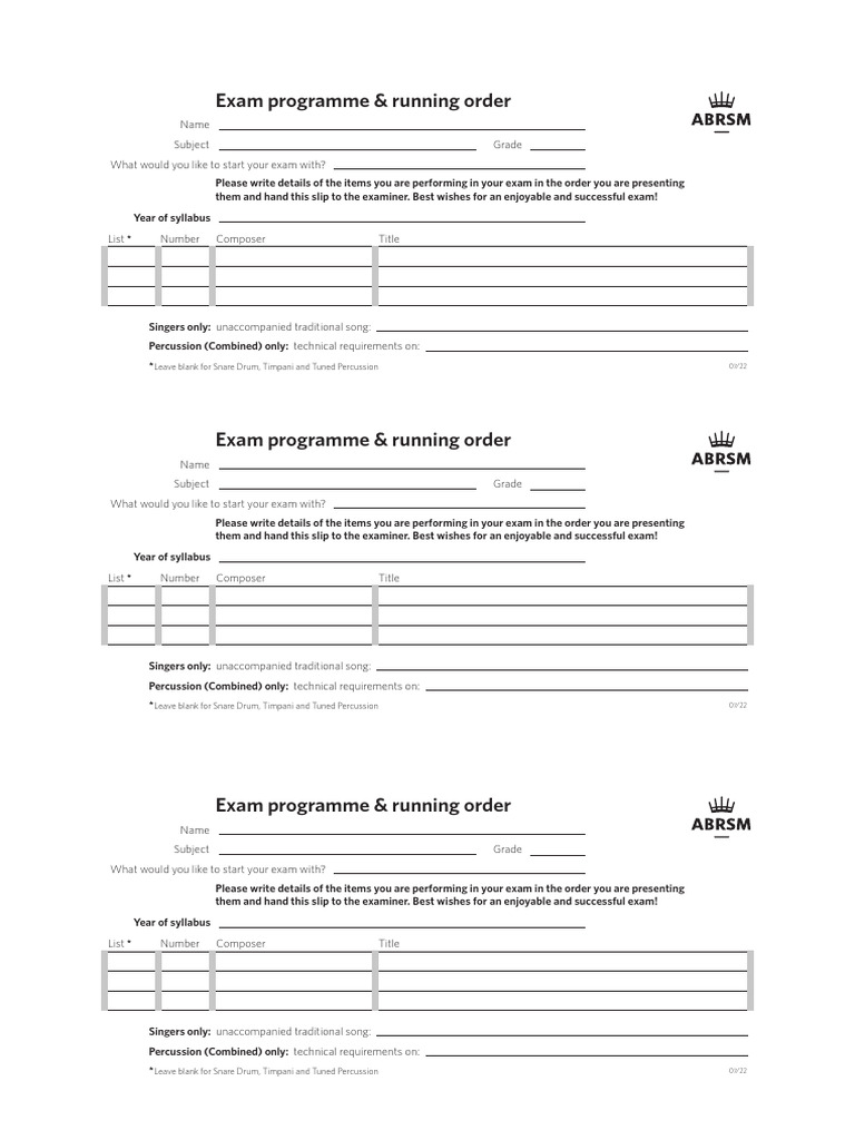 ABRSM Exam Slips | Download Free PDF | Percussion Instruments | Musical ...