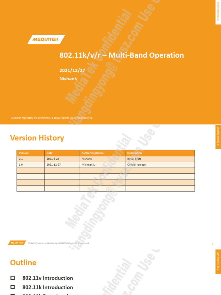 802.11k/v/r Multi-Band W Operation | PDF | Ieee 802.11 | Computer Networking