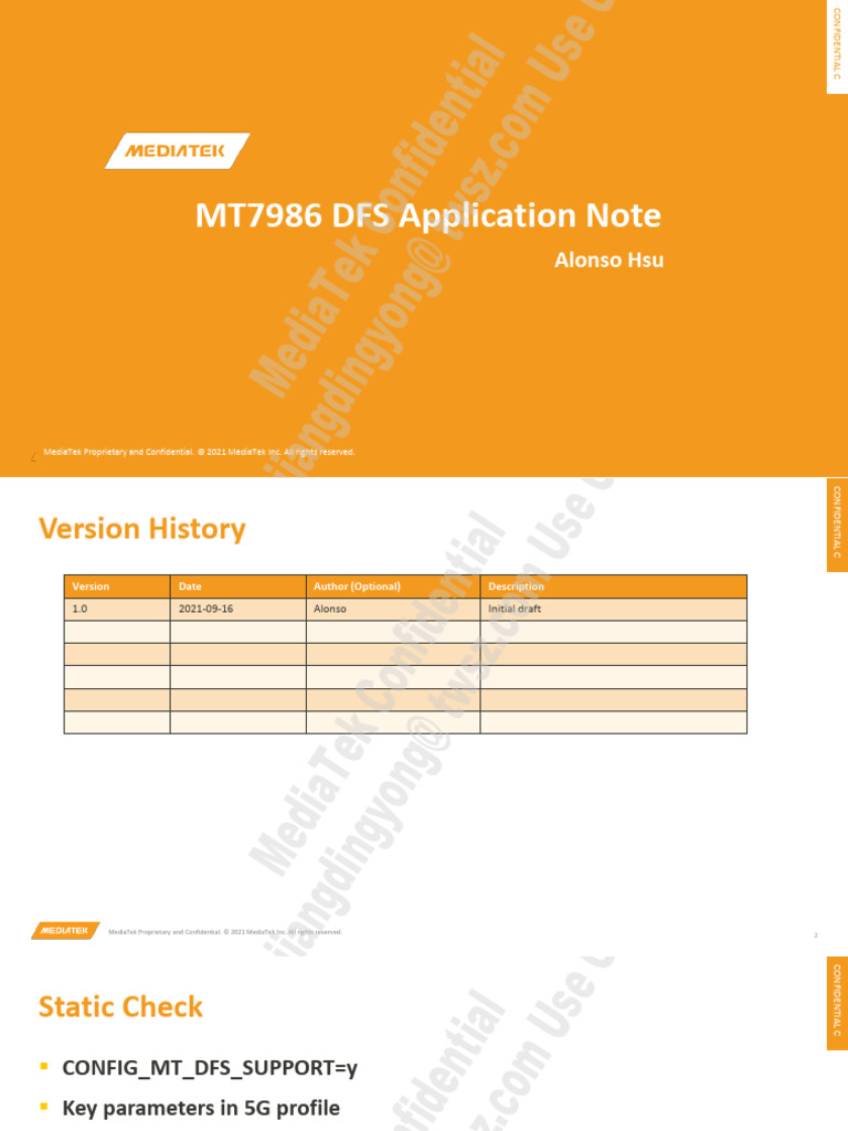 Mt7986 Dfs Application Note | PDF | Telecommunications | Electrical Engineering