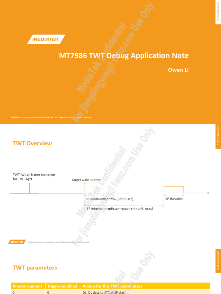 MT7986 TWT Debug Application Note For Customer | PDF