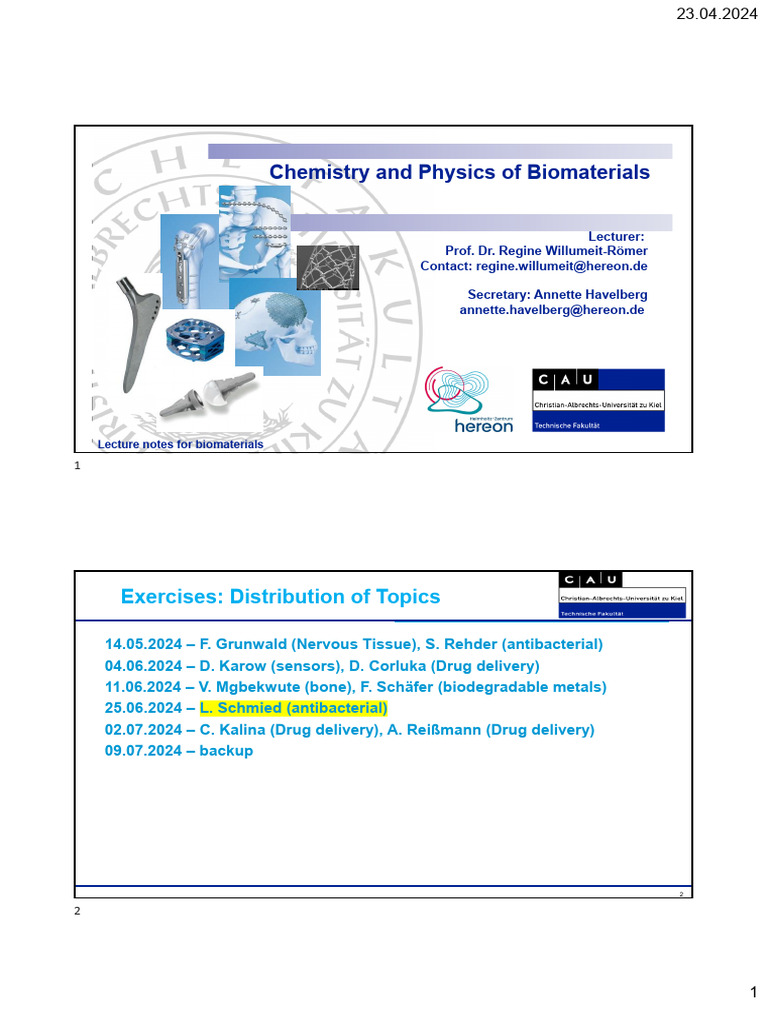 MSC CaPoB - 2 - 23.04.2024 - Biomaterials Definition | PDF ...