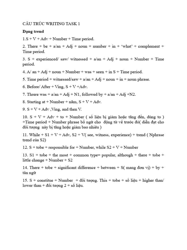 Cấu Trúc IELTS Writing Task 1 | PDF | Economies