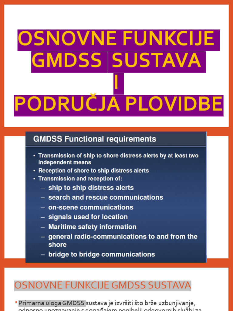 05 Osnovne Funkcije GMDSS Sustava I Područja Plovidbe | PDF