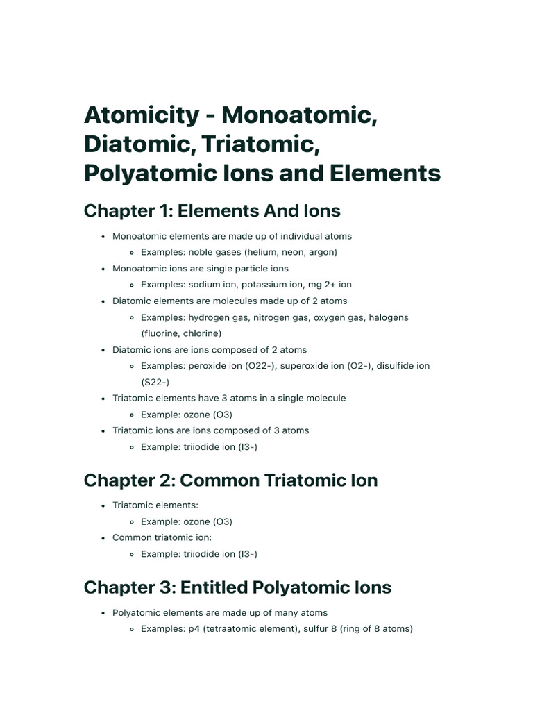 Atomicity - Monoatomic, Diatomic, Triatomic, Polyatomic Ions and ...