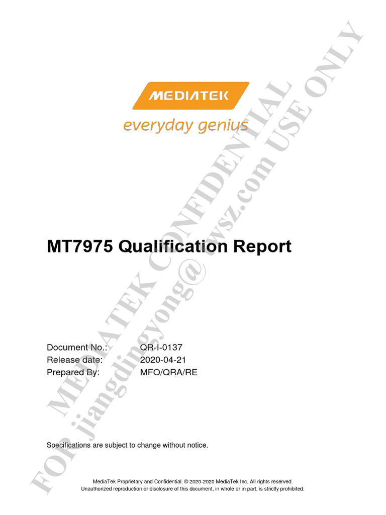 MT7975 Qualification Report Include MTBF | PDF | Electrostatic ...
