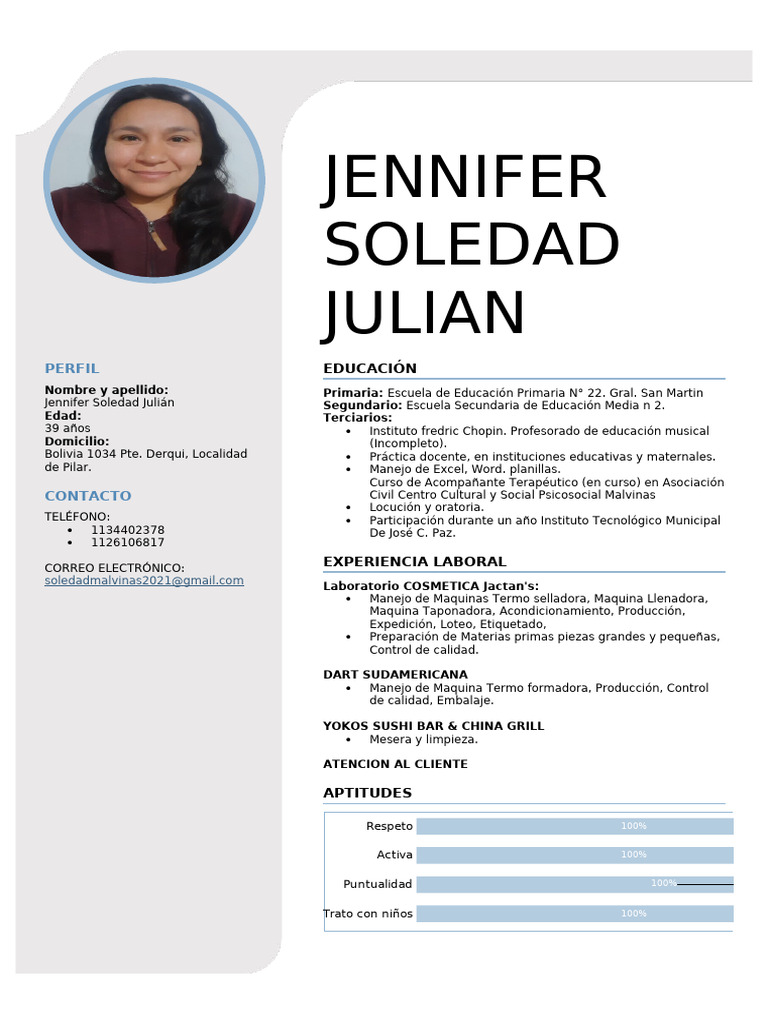 Jennifer Soledad Julian CV PDF | PDF | Etapas educativas