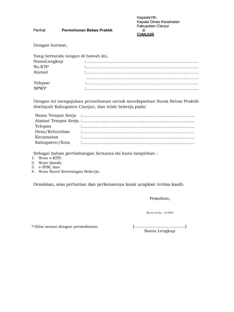 Form Bebas Praktik | PDF