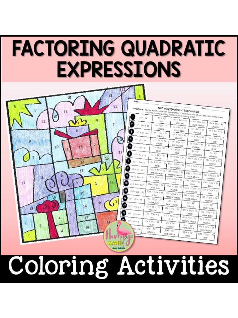 Factoring Quadratic Expressions: Coloring Activities | PDF | Green | Red