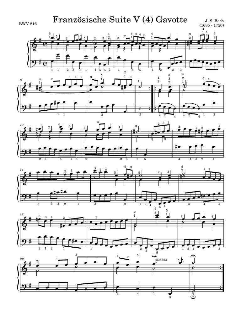 Grade III Bach - Gavotte | PDF | Public Domain Music | Choral Music
