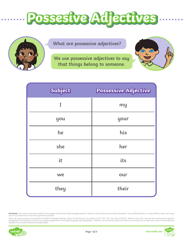 t-1716395127-esl-possessive-adjectives-worksheet-kids-a1_ver_1 | PDF