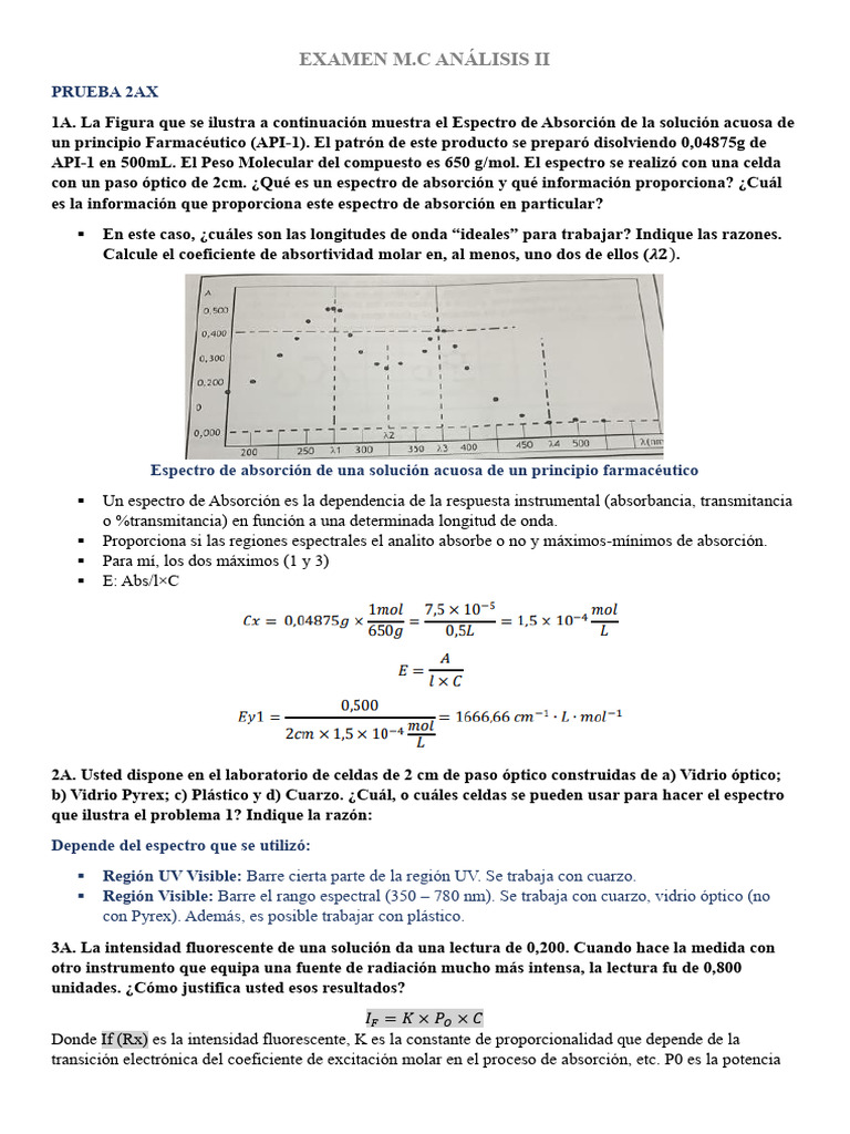 Examen MC Análisis | PDF | Fluorescencia | Ultravioleta