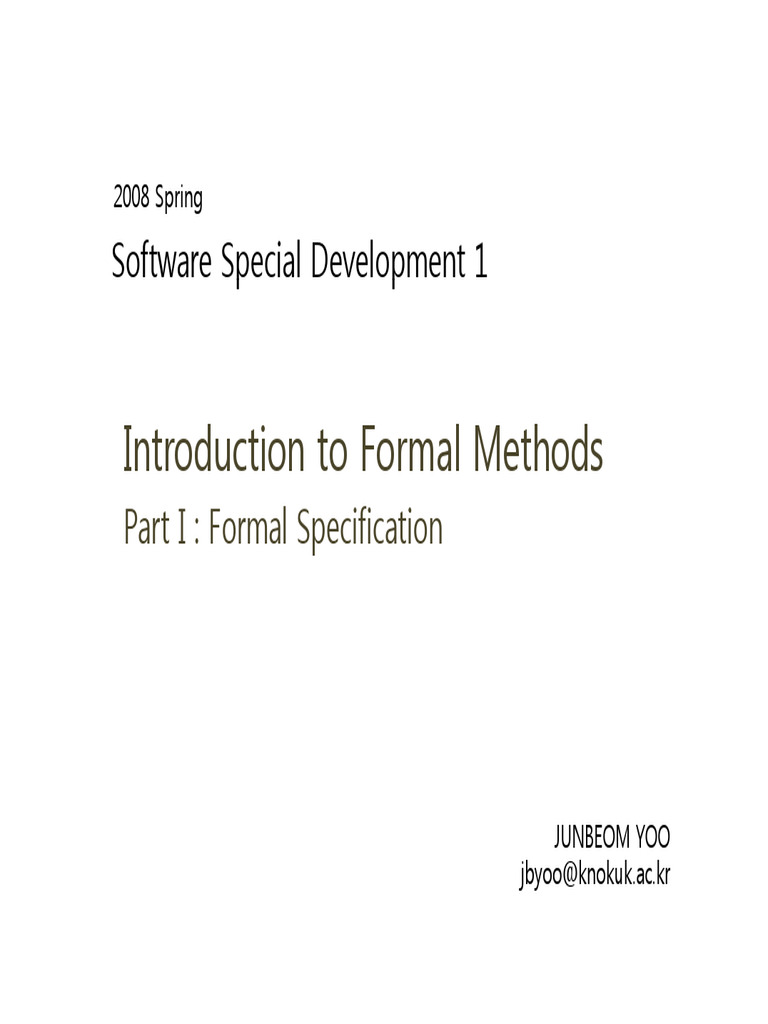 Introduction To Formal Methods | PDF | Formal Methods | Formal Verification