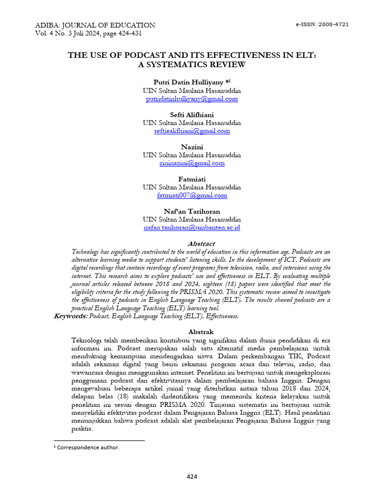 Podcast Effectiveness in ELT | PDF | Learning | Language Education