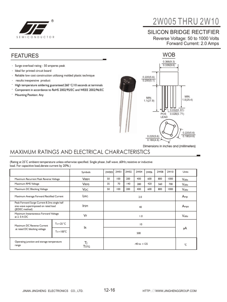 2W10 | PDF | Rectifier | Voltage