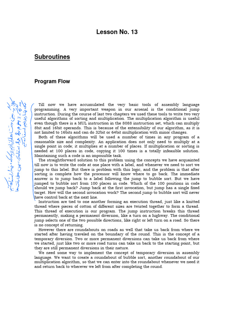 Assembly Language Subroutines Explained | PDF | Parameter (Computer ...
