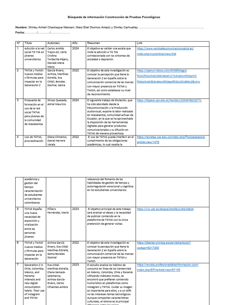 Búsqueda de información - construcción de pruebas psicológicas | Descargar gratis PDF | Servicio ...