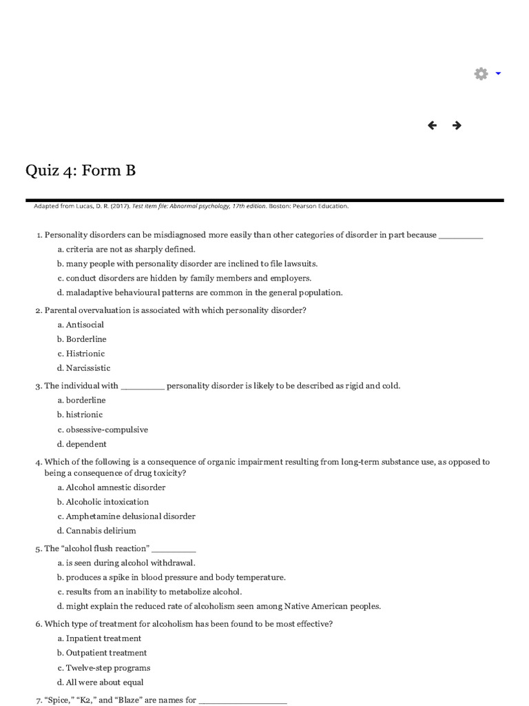 Quiz Book - Quiz 4 - Form B | PDF
